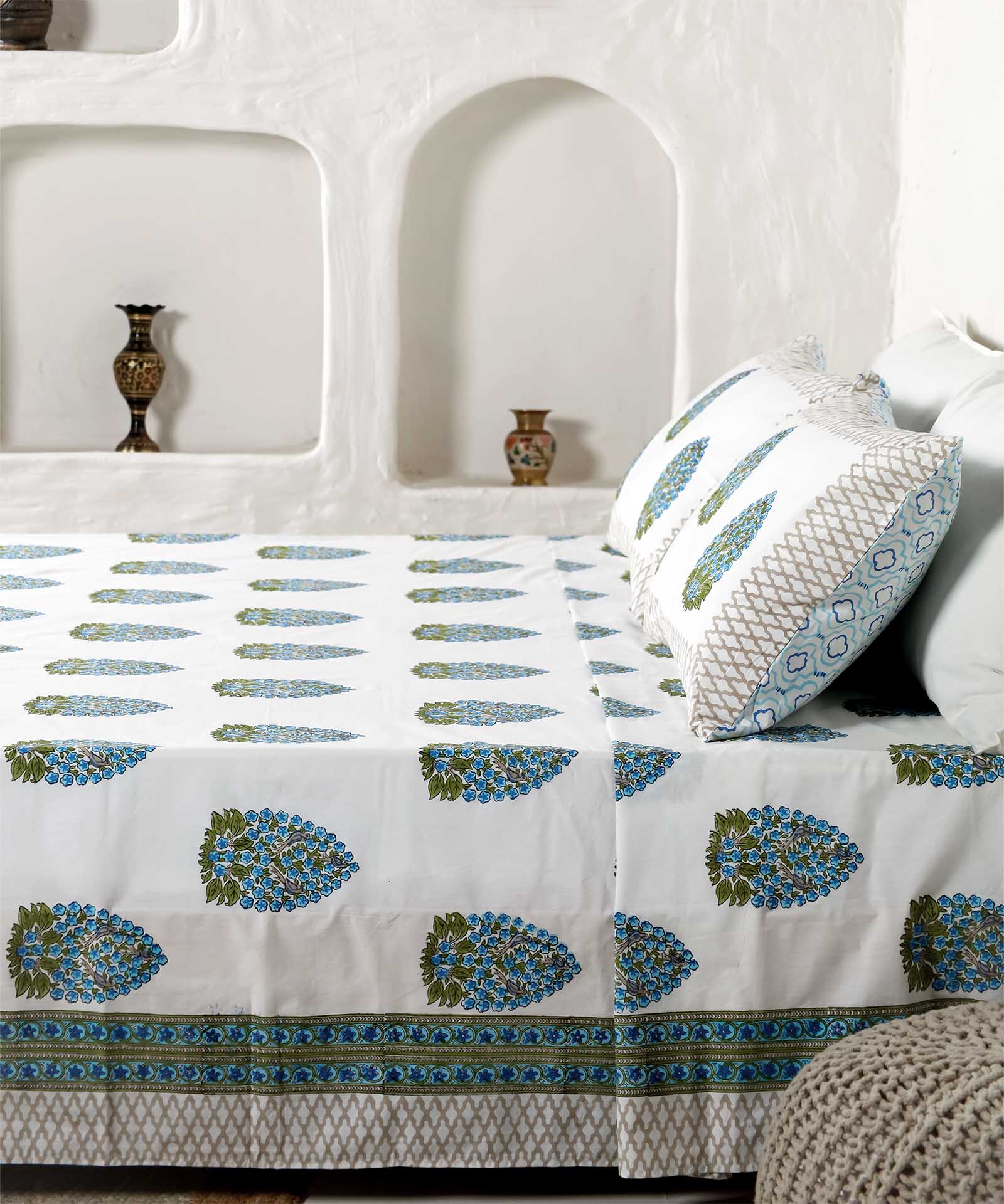 Veronica Handblock Printed Cotton Bedsheet